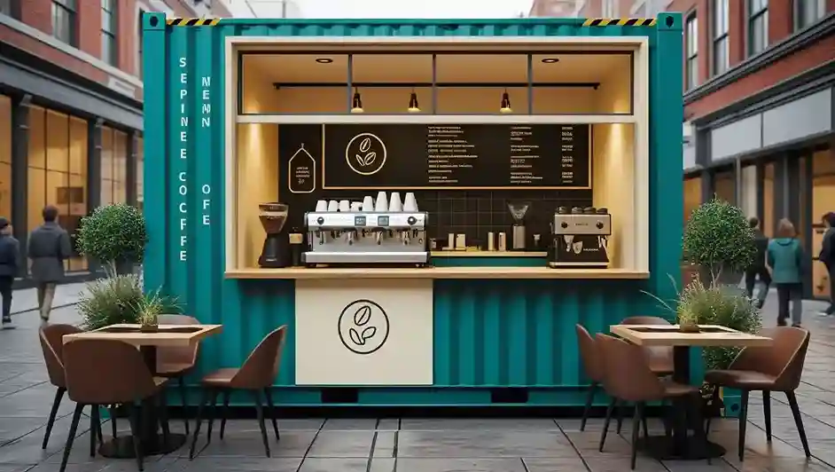 Shipping Container To Portable Cafe